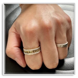 Xusamss Fashion Plated Gold Stainless Steel Chain Crystal Band Ring (Gold, 6)