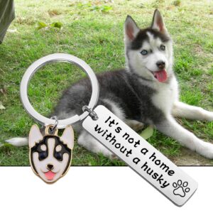 CYTING Dog Lover Gift It's Not A Home Without A Husky Keychain Dog Mom/Dad Gift