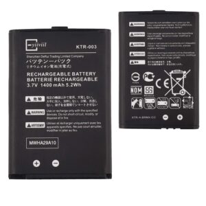 e-yiiviil replacement battery ktr-003 compatible with new nintendo 3ds n3ds 1400mah 5.2wh