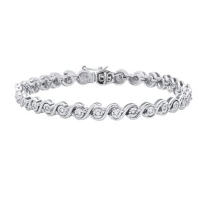 dazzlingrock collection 0.50 carat (ctw) round white diamond ladies illusion swirl tennis bracelet 1/2 ct, sterling silver