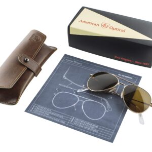 AO General Sunglasses - Gold - True Color Gray SkyMaster Glass Lenses - Polarized - 58-14-145