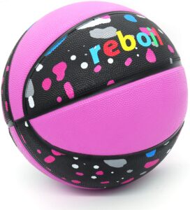 reboilphase pink basketball size 4 basketball gift, kids basketball, youth basketballs, rubber basketball -pink/multi-splatter