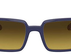 Ray-Ban Rb2189 Benji Rectangular Sunglasses, Blue On Stripes Orange/Blue/Brown Gradient Dark Brown, 52 mm