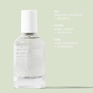 Malin + Goetz Bergamot Eau de Parfum, 1.7 Fl. Oz. – Men & Women's Perfume, Naturally Bright Fragrance, Scented Perfume, Earthy & Musk Scent, Vegan & Cruelty Free