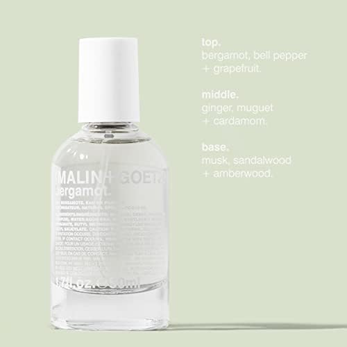 Malin + Goetz Bergamot Eau de Parfum, 1.7 Fl. Oz. – Men & Women's Perfume, Naturally Bright Fragrance, Scented Perfume, Earthy & Musk Scent, Vegan & Cruelty Free