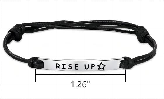 Kvekstio Hamilton Broadway Musical Gifts Engraved Rise Up Black Cord Rope Leather Bracelet Adjustable