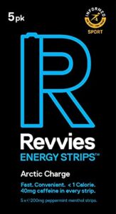 revvies energy strips | arctic charge | 50 strips | 40mg caffeine strip | 2 strip = coffee/energy drink | less than 2 calories | vegan 10 x 5pk…