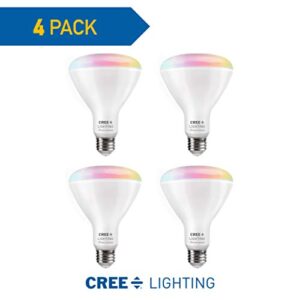 Cree Lighting Connected Max Smart Led Bulb Br30 Indoor Flood Tunable White + Color Changing, 2.4 Ghz, Compatible with Alexa and Google Home, No Hub Required, Bluetooth + WiFi, 4Pk