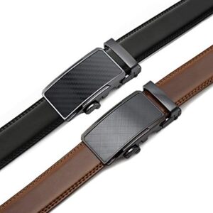 CHAOREN Mens Belts Leather Ratchet 2 Pack - Mens Dress Belt for Dress Pants(32mm)