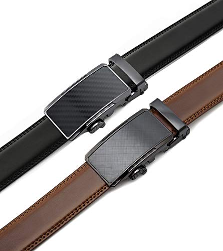 CHAOREN Mens Belts Leather Ratchet 2 Pack - Mens Dress Belt for Dress Pants(32mm)