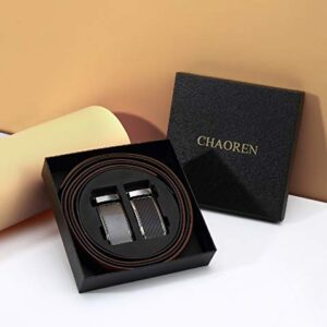 CHAOREN Mens Belts Leather Ratchet 2 Pack - Mens Dress Belt for Dress Pants(32mm)