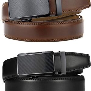 CHAOREN Mens Belts Leather Ratchet 2 Pack - Mens Dress Belt for Dress Pants(32mm)