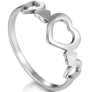 jude jewelers stainless steel open heart karma style wedding engagement statement promise anniversary ring (silver, 9)