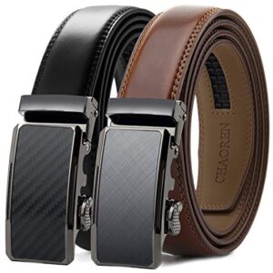 CHAOREN Mens Belts Leather Ratchet 2 Pack - Mens Dress Belt for Dress Pants(32mm)