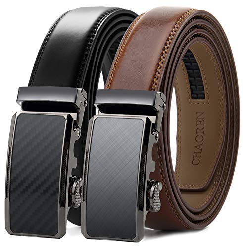 CHAOREN Mens Belts Leather Ratchet 2 Pack - Mens Dress Belt for Dress Pants(32mm)