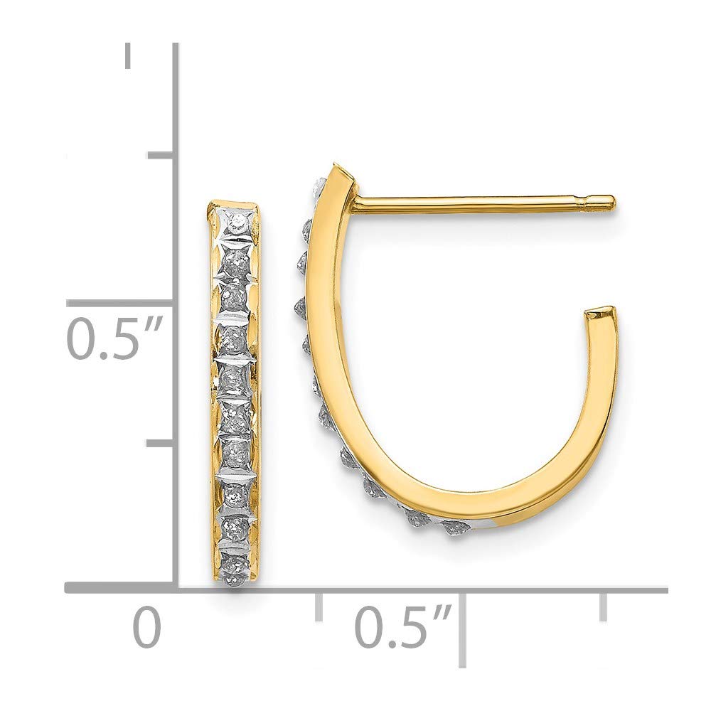 14k Yellow Gold Diamond Fascination Post J Hoop Earrings Fine Jewelry For Women Gifts For Her