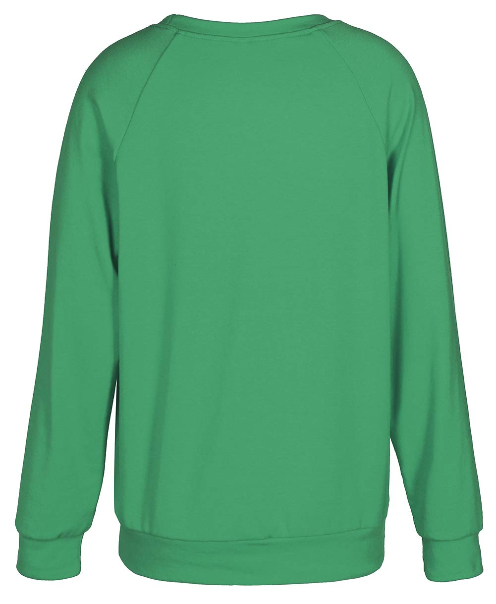 Roselux Women's Crewneck Raglan Long Sleeves Shirts Soft Comfy Casual Sweatshirts ST Patrick's Day Tops Green XL