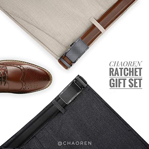 CHAOREN Mens Belts Leather Ratchet 2 Pack - Mens Dress Belt for Dress Pants(32mm)