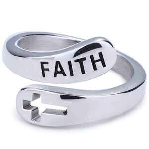 jude jewelers stainless steel christian faith cross wedding engagement promise statement thumb ring (silver, 10)