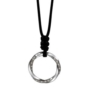 solid real 925 sterling silver mobius strip pendant necklace with roman numerals for men women cord,round