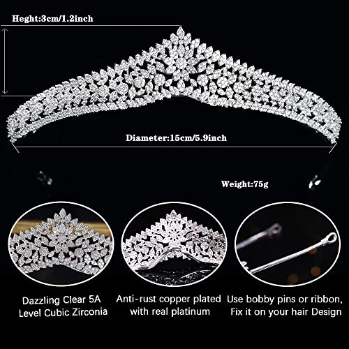 Small Vintage 3A Cubic Zirconia Pageant Tiaras Prinicess CZ Wedding Bride Crowns For Birthday Party Hair Accessories Silver HG0104