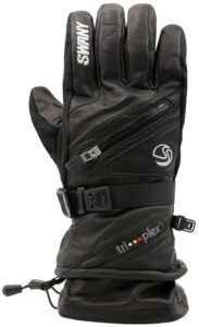 swany women's x-cell 2.1 sports moisture-wicking warm flexible leather winter gloves, black, medium