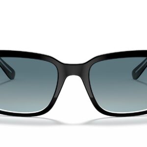 Ray-Ban Men's RB2190 Jeffrey Square Sunglasses, Black On Transparent/Blue Gradient Grey, 53 mm