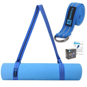 a azurelife premium2 in 1 yoga mat strap, adjustable anti-slip yoga mat carrier sling for carrying, doubles as stretch bands