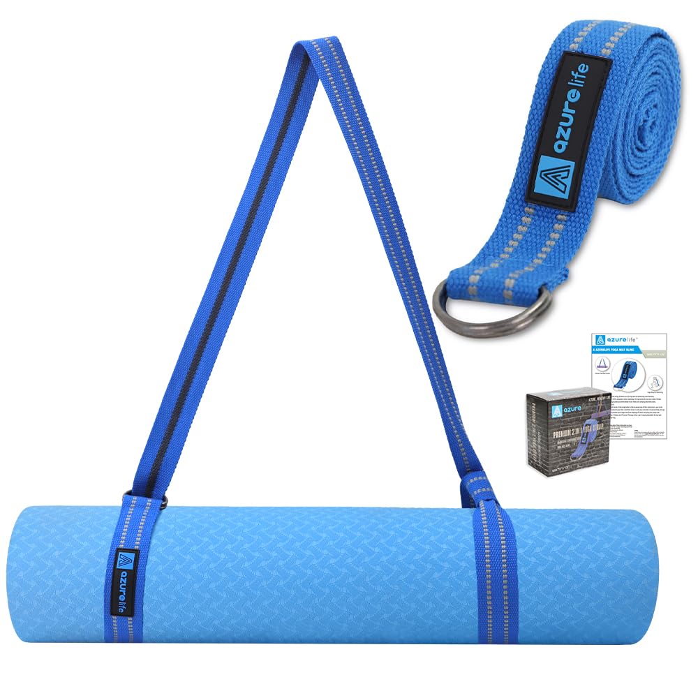 A AZURELIFE Premium2 in 1 Yoga Mat Strap, Adjustable Anti-slip Yoga Mat Carrier Sling for Carrying, Doubles As Stretch Bands