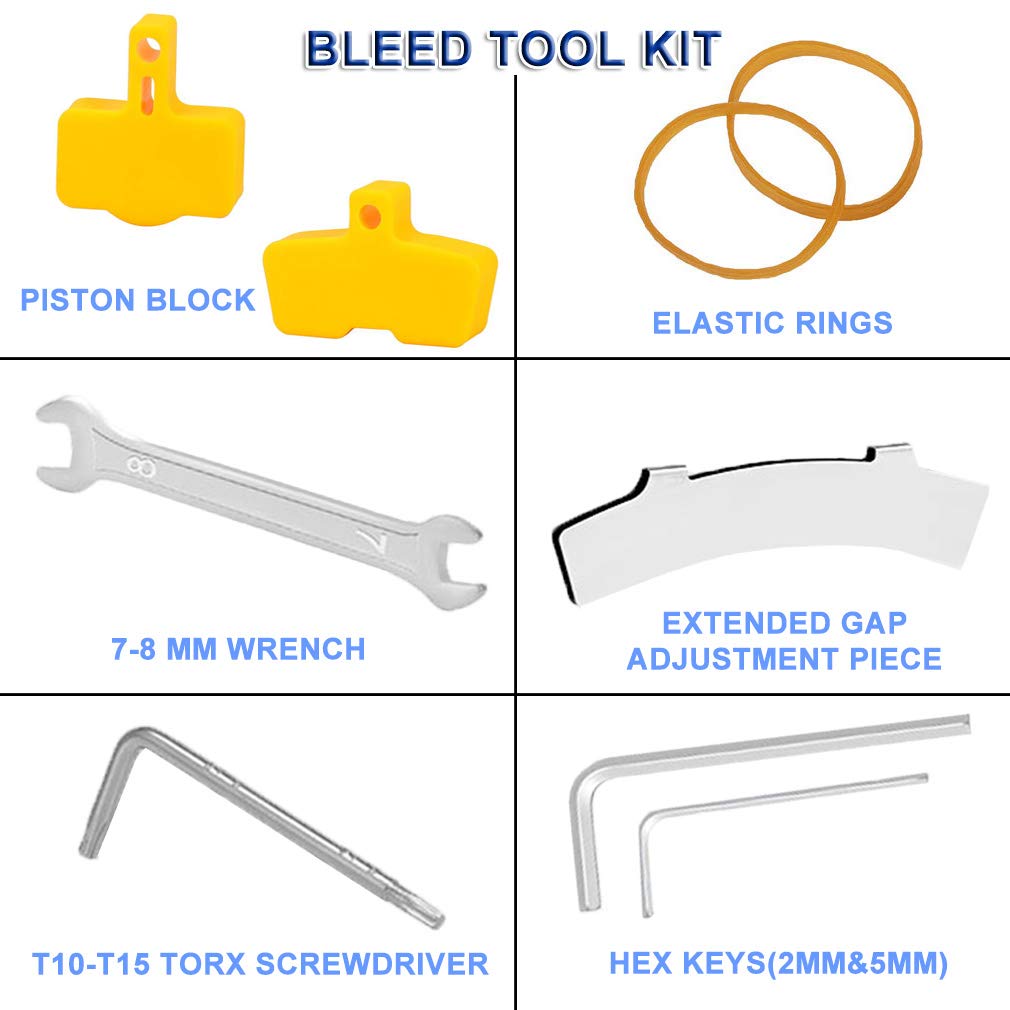 COOLWHEEL Bicycle Brake Bleed Kit - Mountain Bike Hydraulic Disc Brake DOT and Mineral Oil Bleeder MTB Bikes Repair Tool Set for AVID Formula Hanyes Echo Shimano Tekro HS33 Magura Nutt