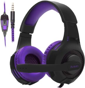 anivia pc gaming headset with mic, stereo gaming headphones compatible with xbox one,ps4,ps, pc, mac, laptop, android,smartphone, tablet,purple