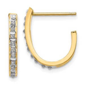 14k yellow gold diamond fascination post j hoop earrings fine jewelry for women gifts for her