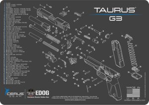 edog g3 gun cleaning mat - schematic (exploded view) diagram compatible with taurus g3 series pistol 3 mm padded pad protect your firearm magazines bench surfaces gun oil solvent resistant