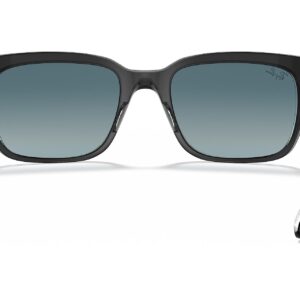 Ray-Ban Men's RB2190 Jeffrey Square Sunglasses, Black On Transparent/Blue Gradient Grey, 53 mm