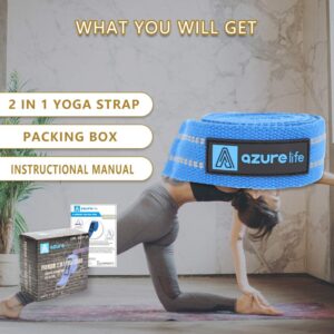 A AZURELIFE Premium2 in 1 Yoga Mat Strap, Adjustable Anti-slip Yoga Mat Carrier Sling for Carrying, Doubles As Stretch Bands