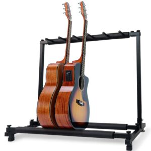 Morimoe Guitar Bass Stand for Multiple Guitars Display Foldable Rack (5-Space)