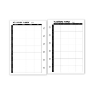 pocket menu planner planner insert refill, 3.2 x 4.7 inches, pre-punched for 6-rings to fit filofax, lv pm, kikki k, moterm and other binders, 30 sheets per pack