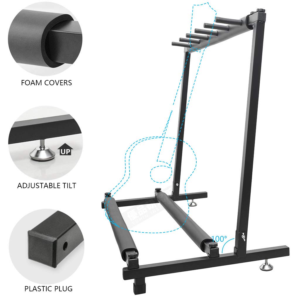 Morimoe Guitar Bass Stand for Multiple Guitars Display Foldable Rack (5-Space)