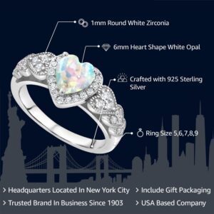 Gem Stone King 925 Sterling Silver Gemstone Birthstone Heart Engagement Ring | 6MM Heart Shape | Wedding Engagement Anniversary Promise Ring For Women | Available In Size 5, 6, 7, 8, 9