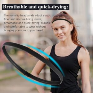 Bememo 4 Pieces Thick Non-Slip Elastic Sport Headbands Hair Headbands for Women and Men (Black)