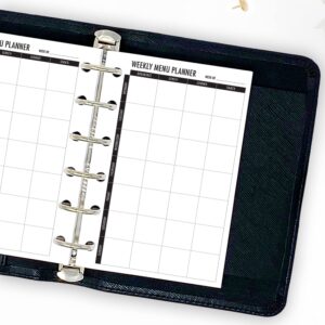 Pocket Menu Planner Planner Insert Refill, 3.2 x 4.7 inches, Pre-Punched for 6-Rings to Fit Filofax, LV PM, Kikki K, Moterm and Other Binders, 30 Sheets Per Pack