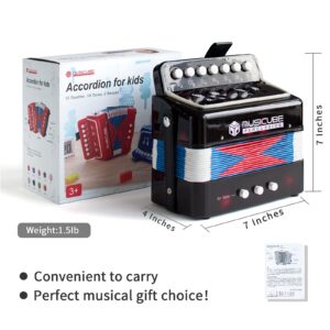 MUSICUBE Kids Accordion Instrument Toys 10 Keys Button Small Accordion for Boys & Girls Educational Musical Instrument Toys Christmas Gift Choice (BLACK)