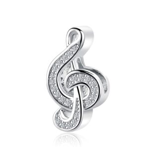 qeensekc treble clef music cubic zirconia charm bead for pandora charm bracelet