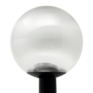 kastlite lamp post globe combo lighting fixture | 16" neckless prismatic lens with black fitter wing clips | fits 3" diameter posts (not included) | comes with with 5000k led bulb