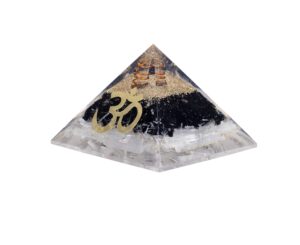 orgone pyramid crystal -orgonite crystals -black tourmaline & selenite-for protection & positive energy-crystal pyramid for- chakra healing meditation &crystal gifts-orgonite pyramid