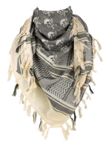 gerinly skeleton shemagh scarf palestine men tactical military desert scarf summer cotton arab wrap shawls dustproof (beige)