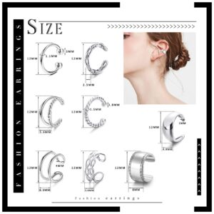 IRONBOX 9Pcs Ear Cuff Earrings for Women 14K Silver Ear Cuff Non Piercing Cartilage Clip Cuff Earrings Fake Earrings