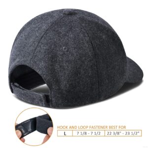 GADIEMKENSD Winter Baseball Caps 60% Wool Warm for Mens Gray