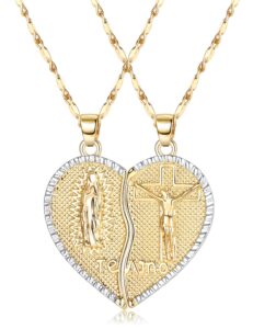 ironbox 18k gold plated couples necklace virgin mary necklace jesus necklace heart necklace plated gold necklace couple jewelry for him and her