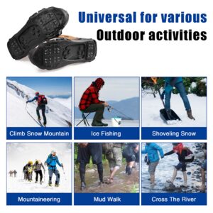 Ice Cleats Snow Traction Cleats Crampons for Walking on Snow and Ice 24 Steel Cleat for Boots Shoes Men Women Kids Anti Slip Stretch Footwear for Hiking Jogging (Strap, Size L)